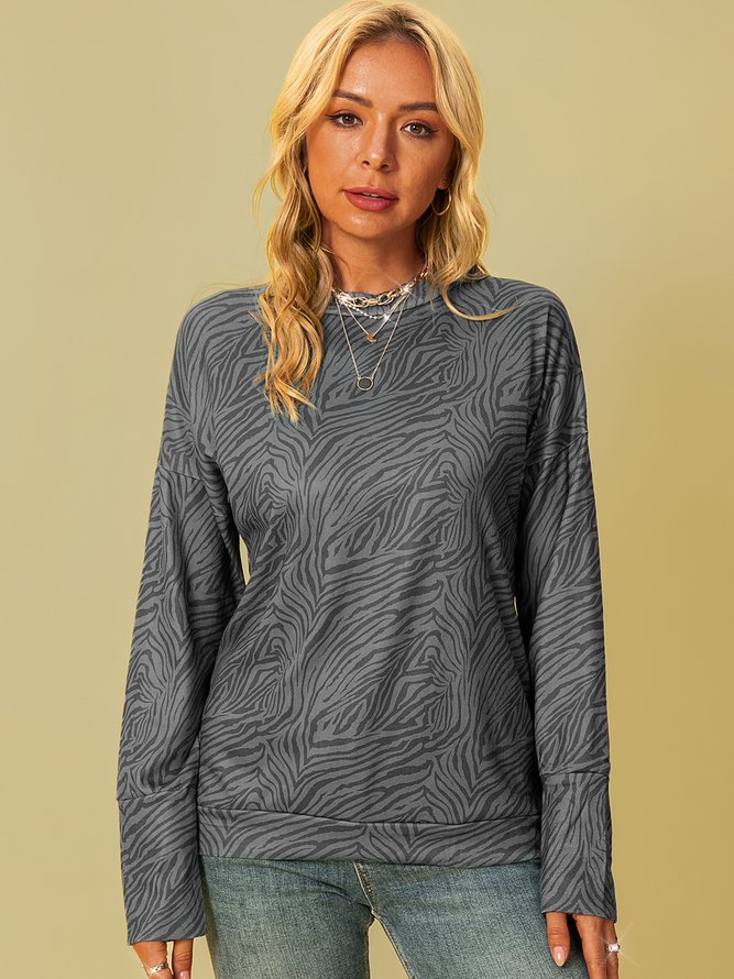 long sleeve shift zebra Top | Tops | Zolucky Long Sleeve Green Gray ...